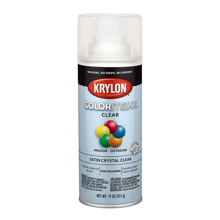 Krylon Crystal Clear COLORmaxx Paint and Primer Spray, Satin Finish, 24 ...