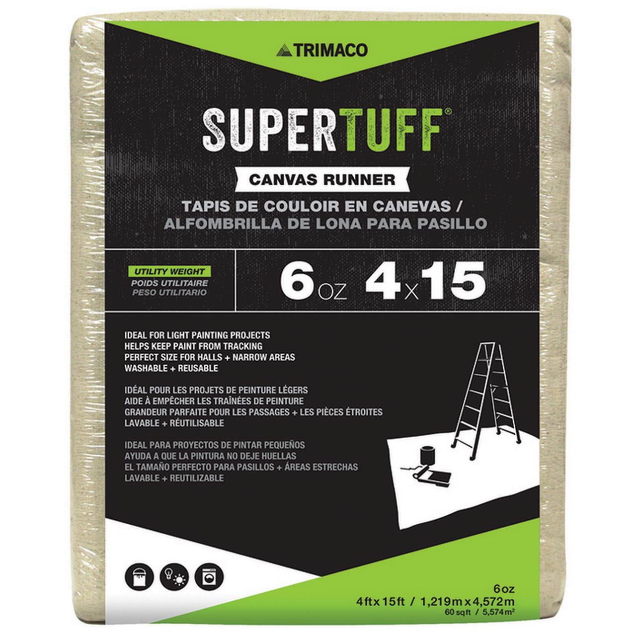 24-Pack of 4’ x 15’ Trimaco 5678 SuperTuff Canvas Dropcloth, 6-Ounce ...