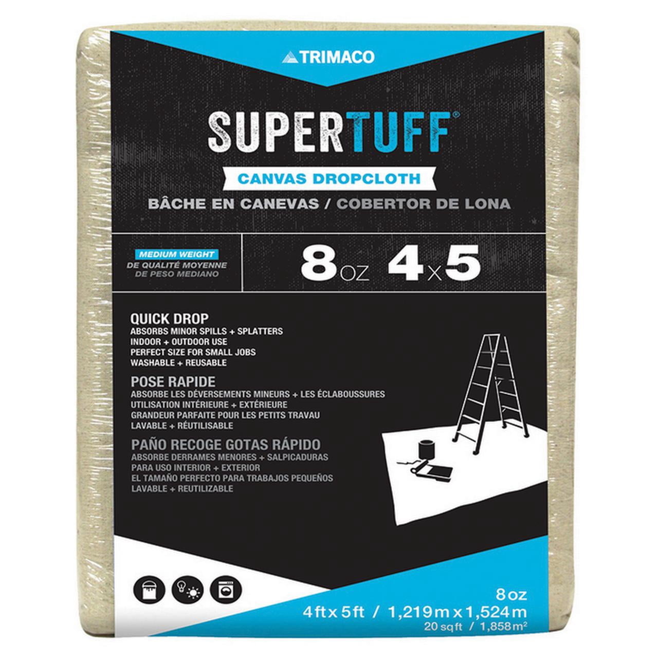 4' x 5' Trimaco 58905 Supertuff Canvas Dropcloth, 8-Ounce Premium ...