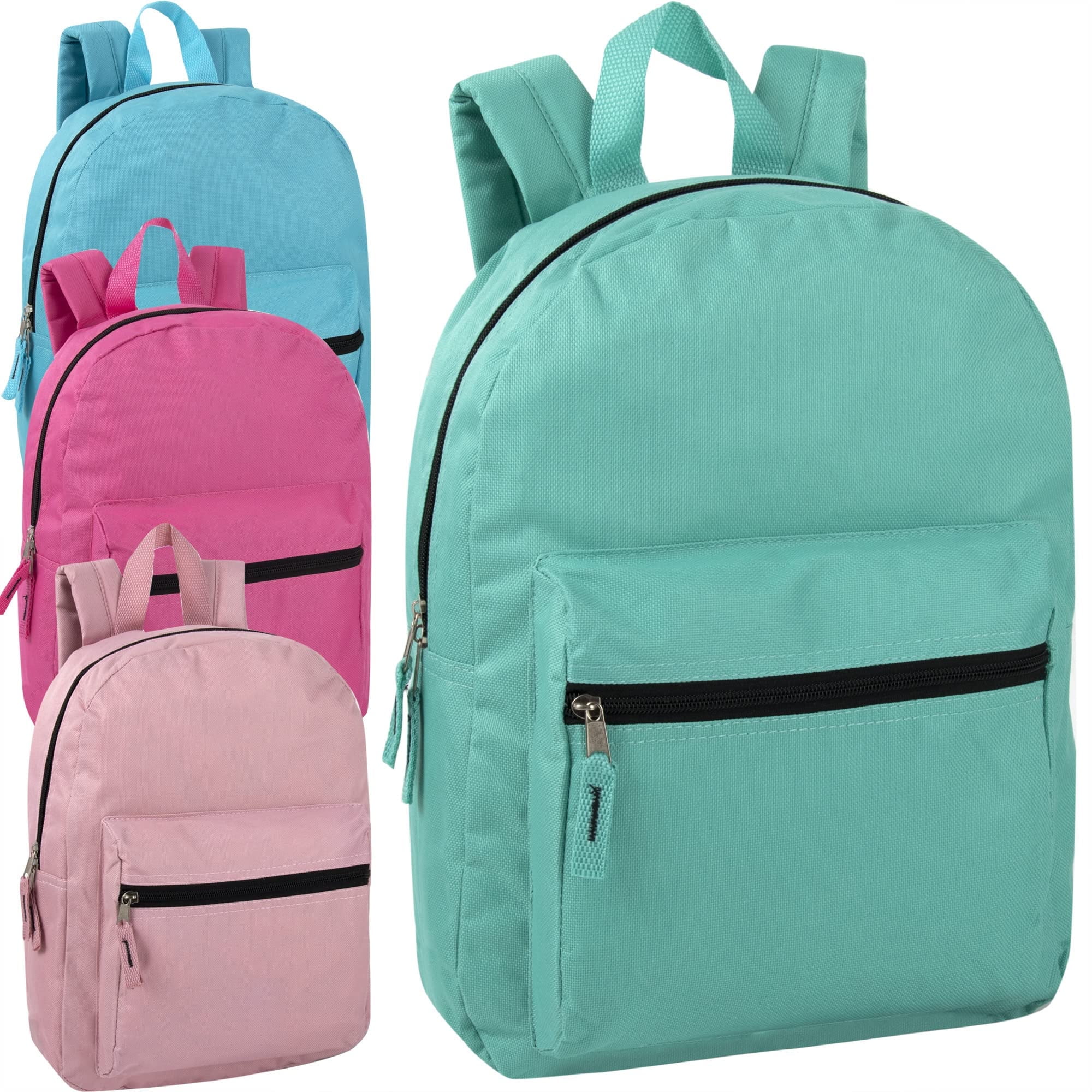 Trailmaker 24 Pack of 15 inch Solid Color Unisex Backpacks, Padded ...