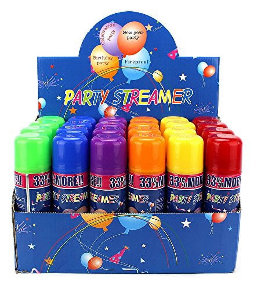 24 Pack of Party Streamer Spray String in a Can Children's Kid's Party ...