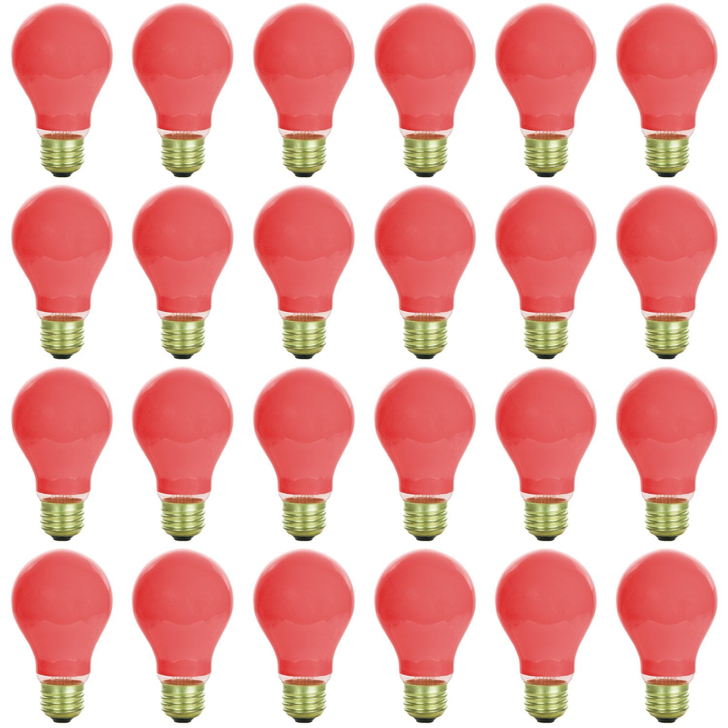 24 Pack of Sunlite 25 watt Ceramic Red Colored Incandescent Light Bulb ...