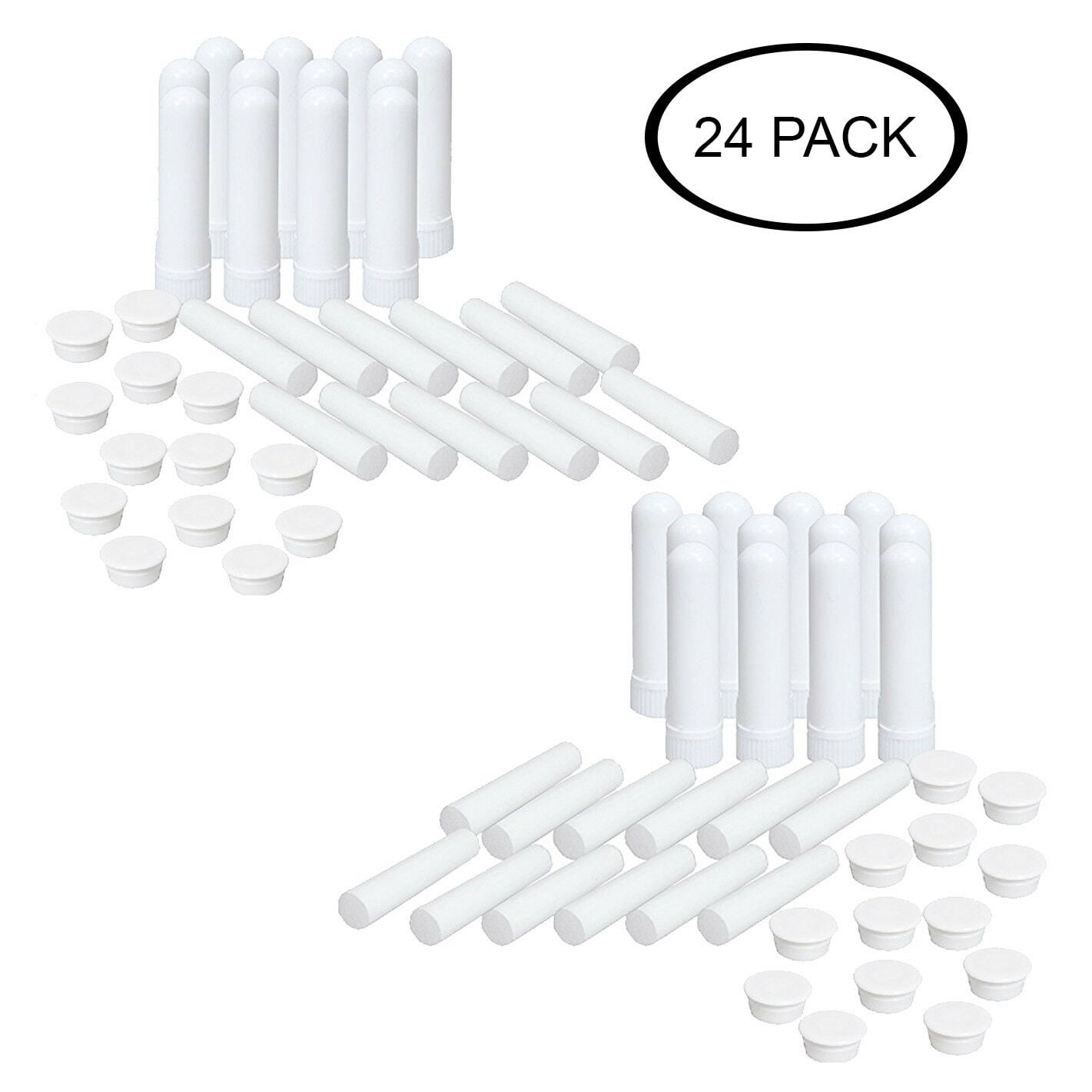 24 Pack of White Tube Aromatherapy Essential Oil Inhaler Sticks ...