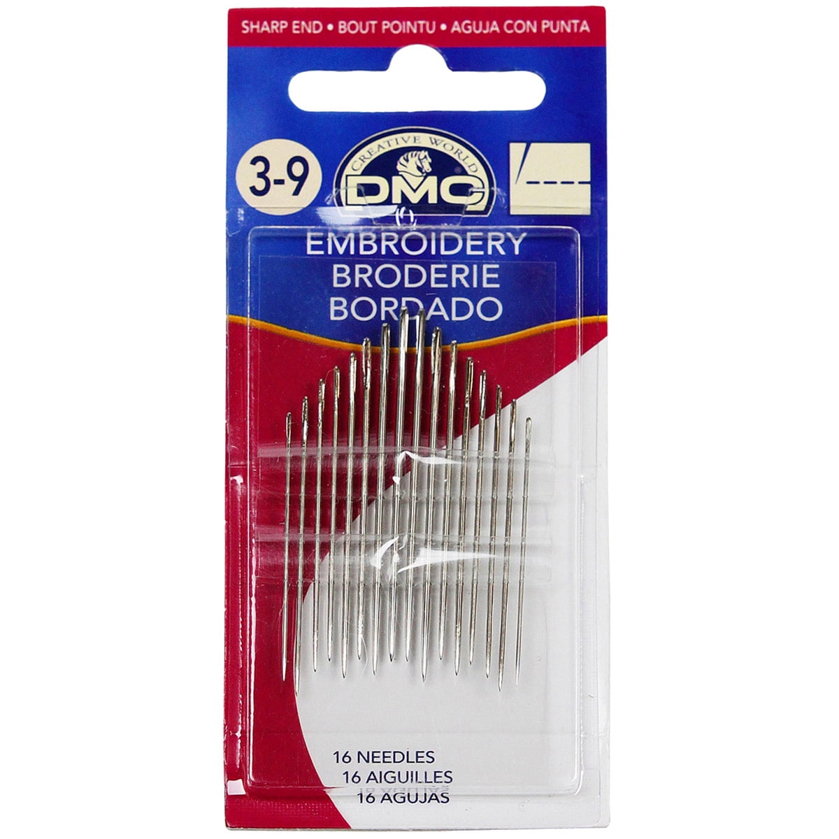 24 Packs: 16 ct. (384 total) DMC® Embroidery Needles - Sizes 3-9 ...