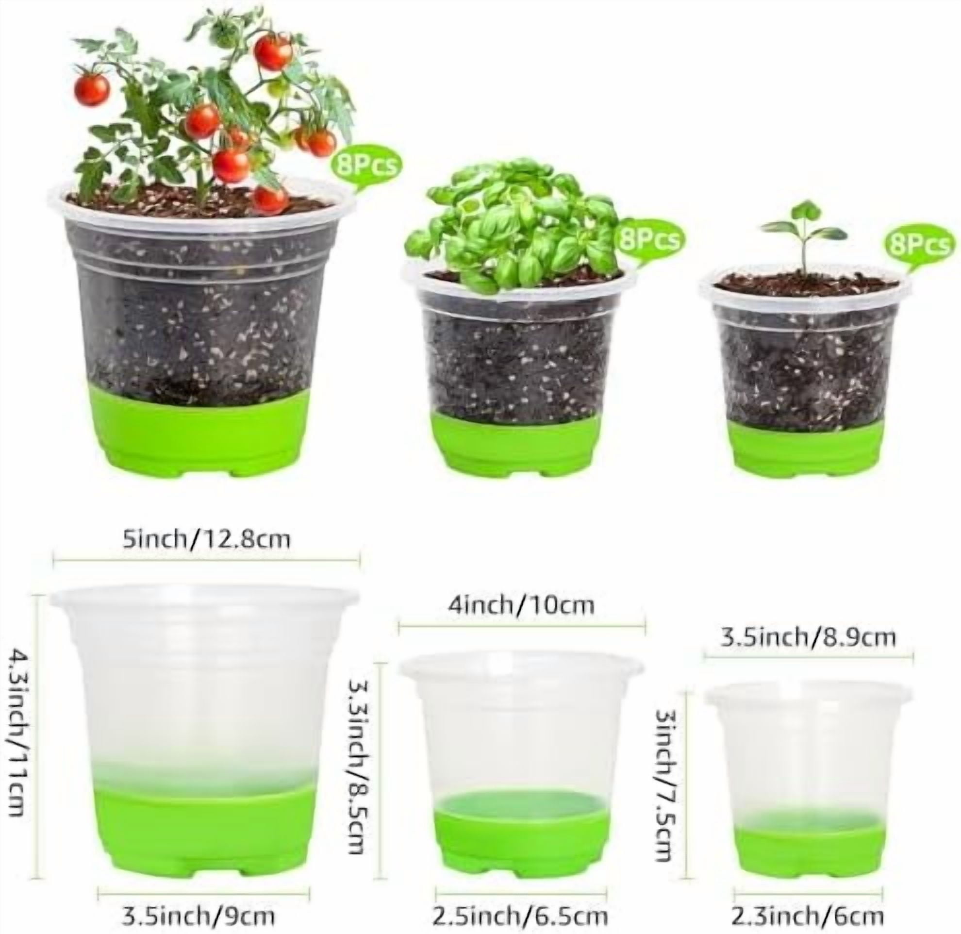 24 Packs 5/4/3.5 Inch Reinforced Nursery Pots with Silicone Base for ...