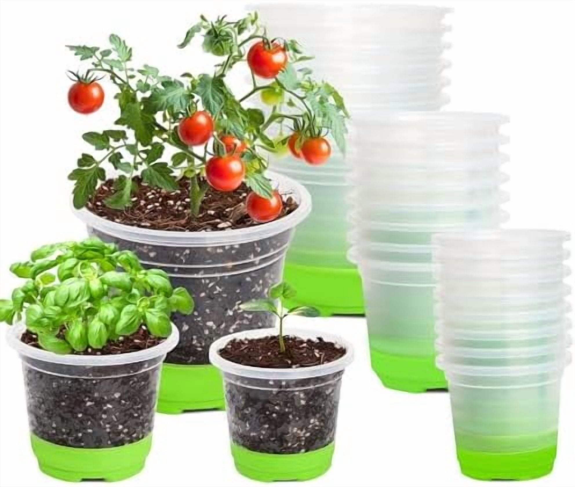 24 Packs 5/4/3.5 Inch Reinforced Nursery Pots with Silicone Base for ...