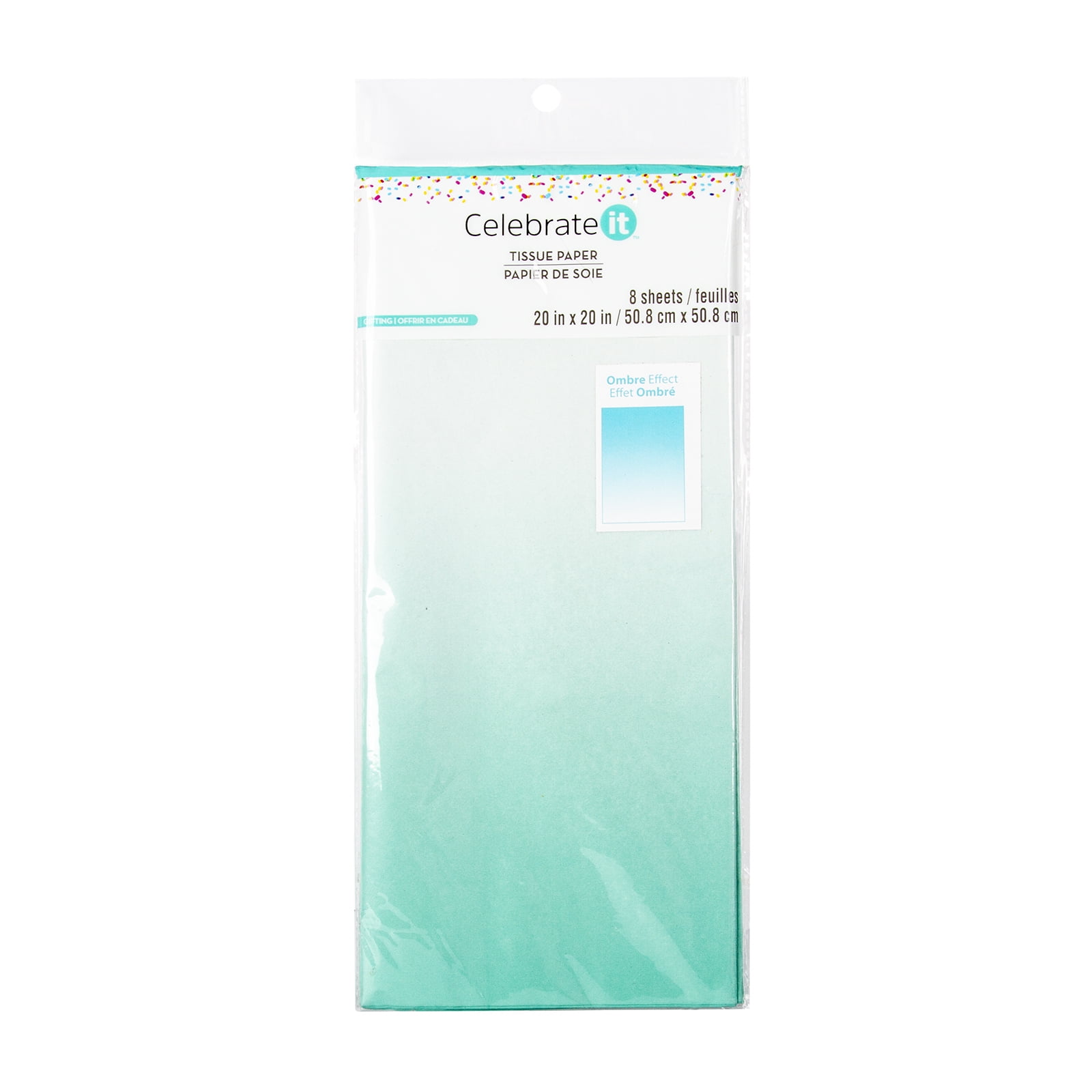 24 Packs: 8 ct. (192 total) Turquoise Ombre Tissue Paper by Celebrate ...