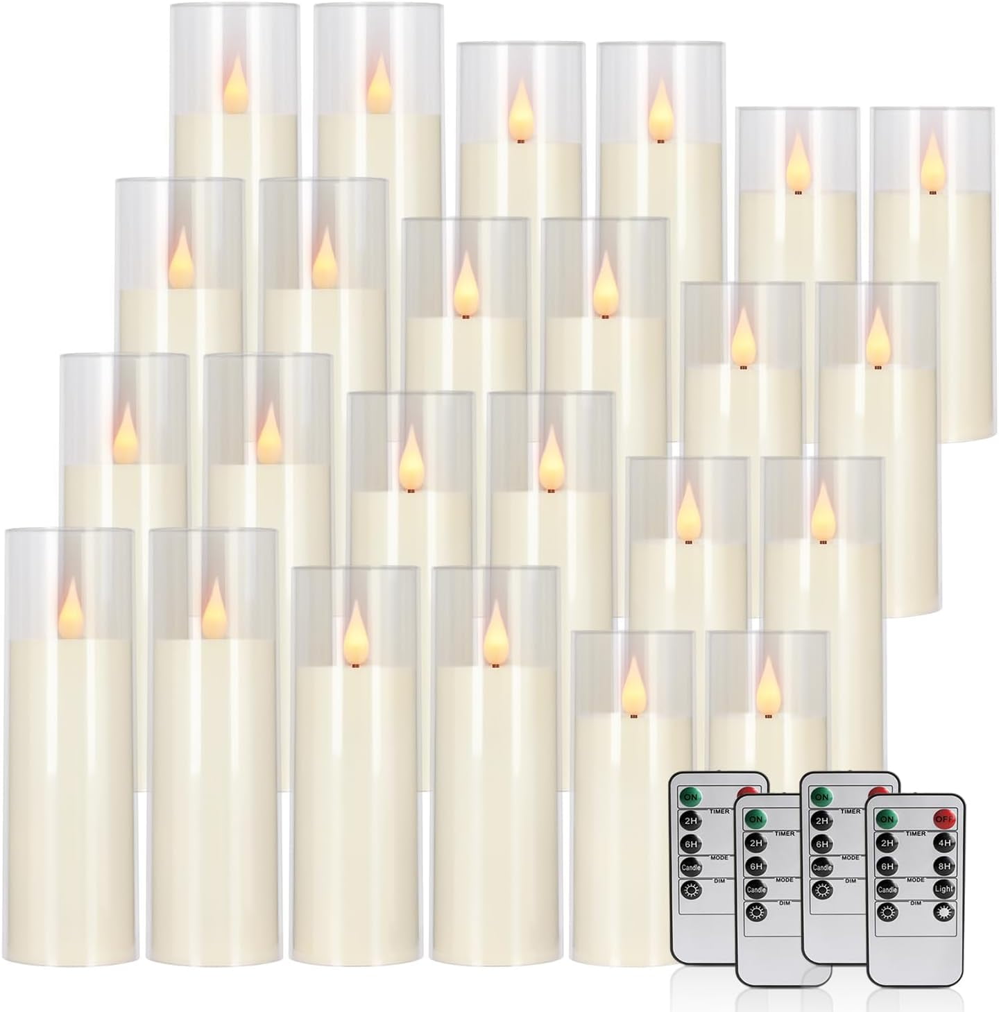 24 Packs of Acrylic LED Candles, Flickering Flameless Candles Battery ...