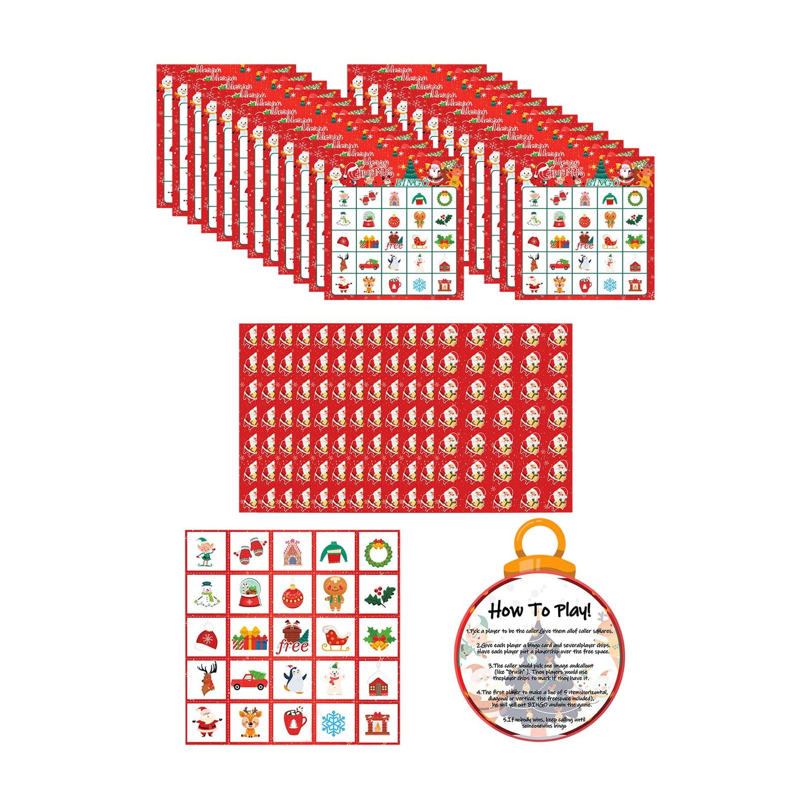 24 Packs Christmas Bingo Card Game Charades Winter Theme for Family ...