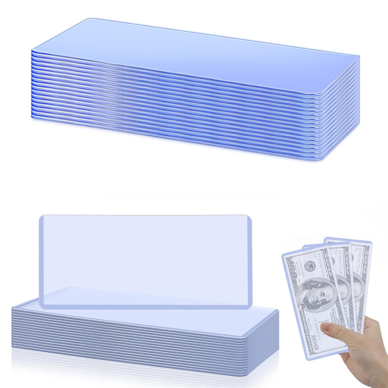24 Packs Currency Sleeves,Bexikou Clear Dollar Bill Holder for ...