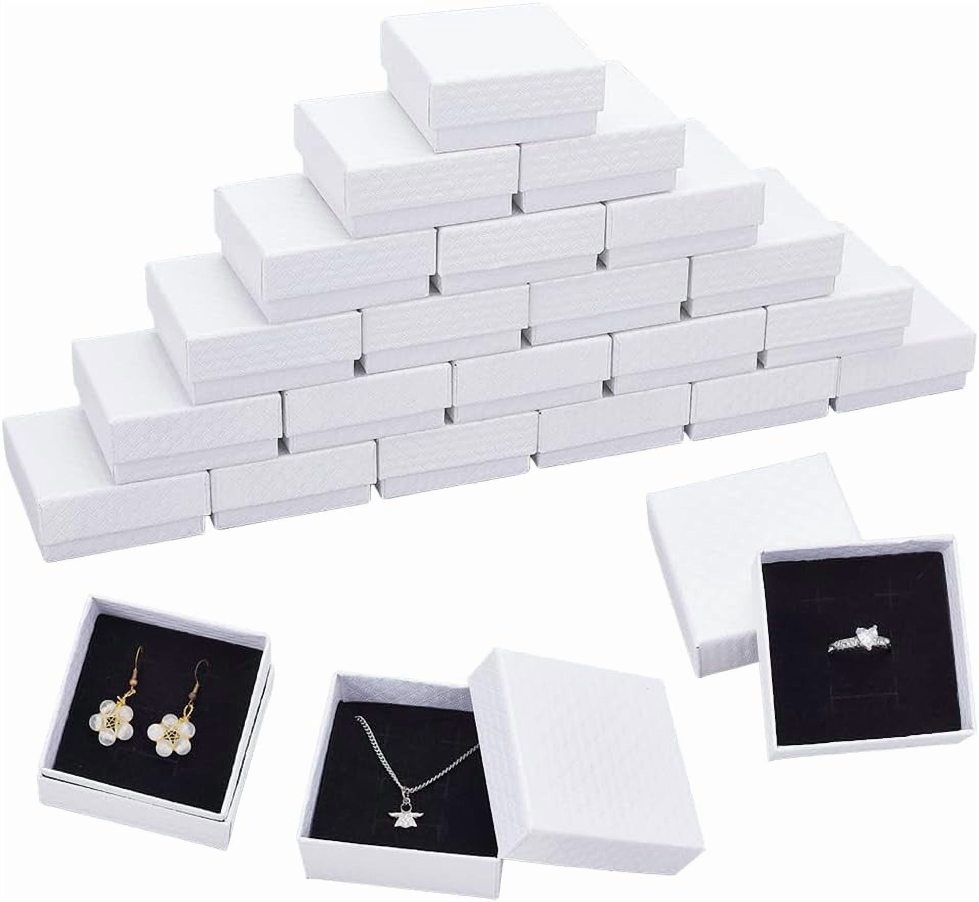 24 Packs Diamond Pattern Cardboard Jewelry Boxes 2.7x2.7x1.3 Inch White ...