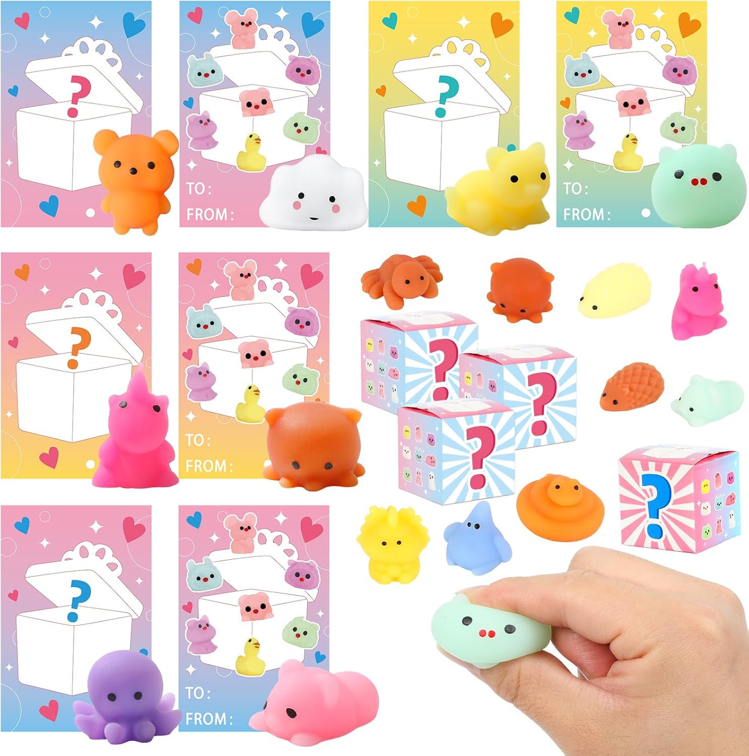 24 Packs End of School Year Gifts Cards for Kids with Mochi Squishies ...