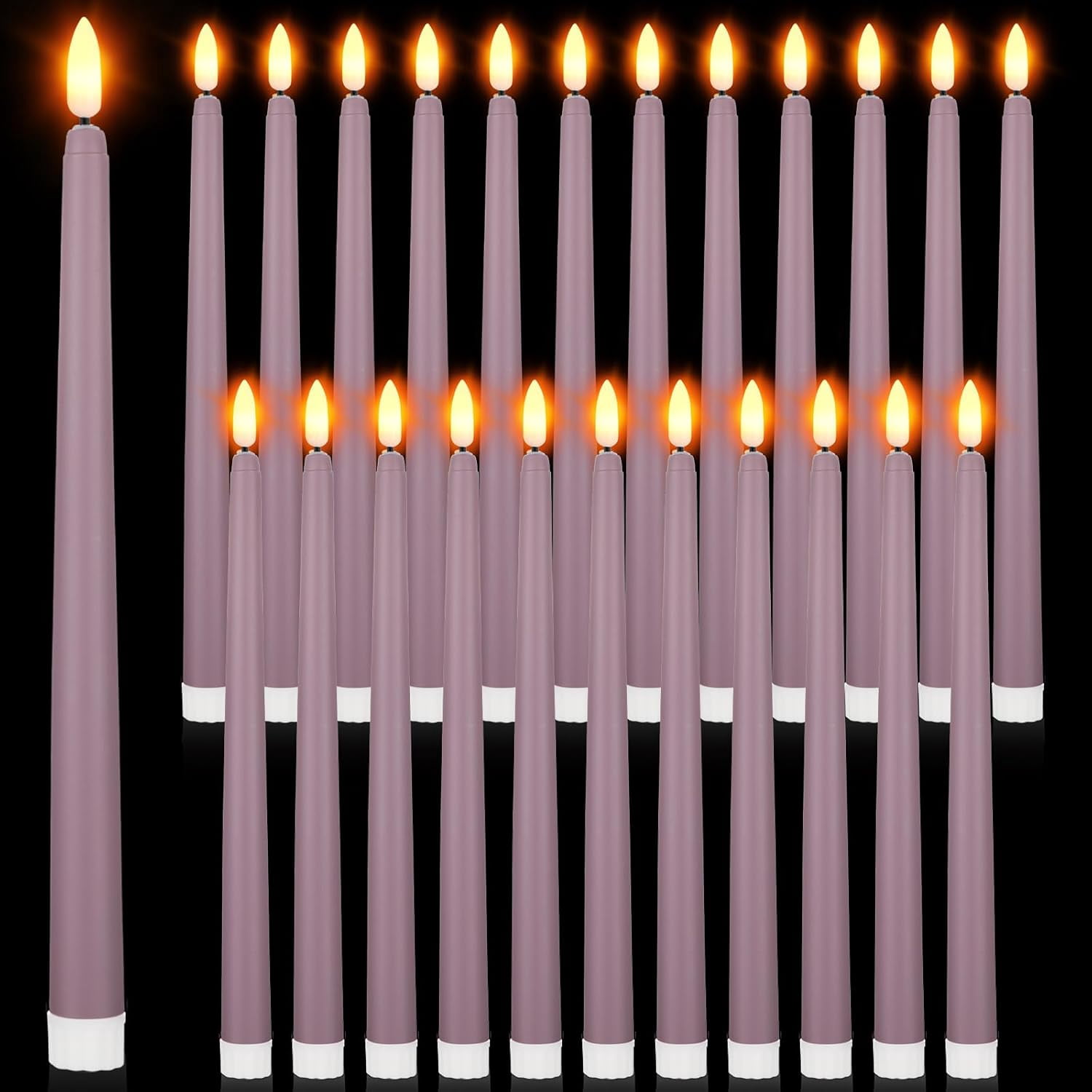 24 Packs Flameless Taper Candles Battery Operated 11 Inch Long Candle ...