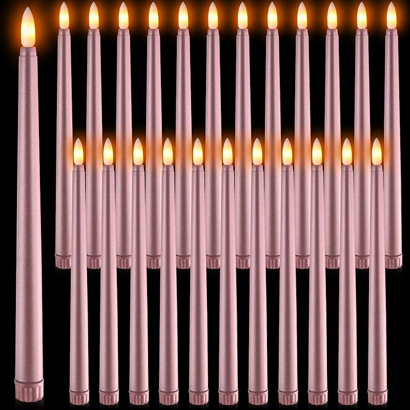24 Packs Flameless Taper Candles Battery Operated Fake 11 Inch Long ...