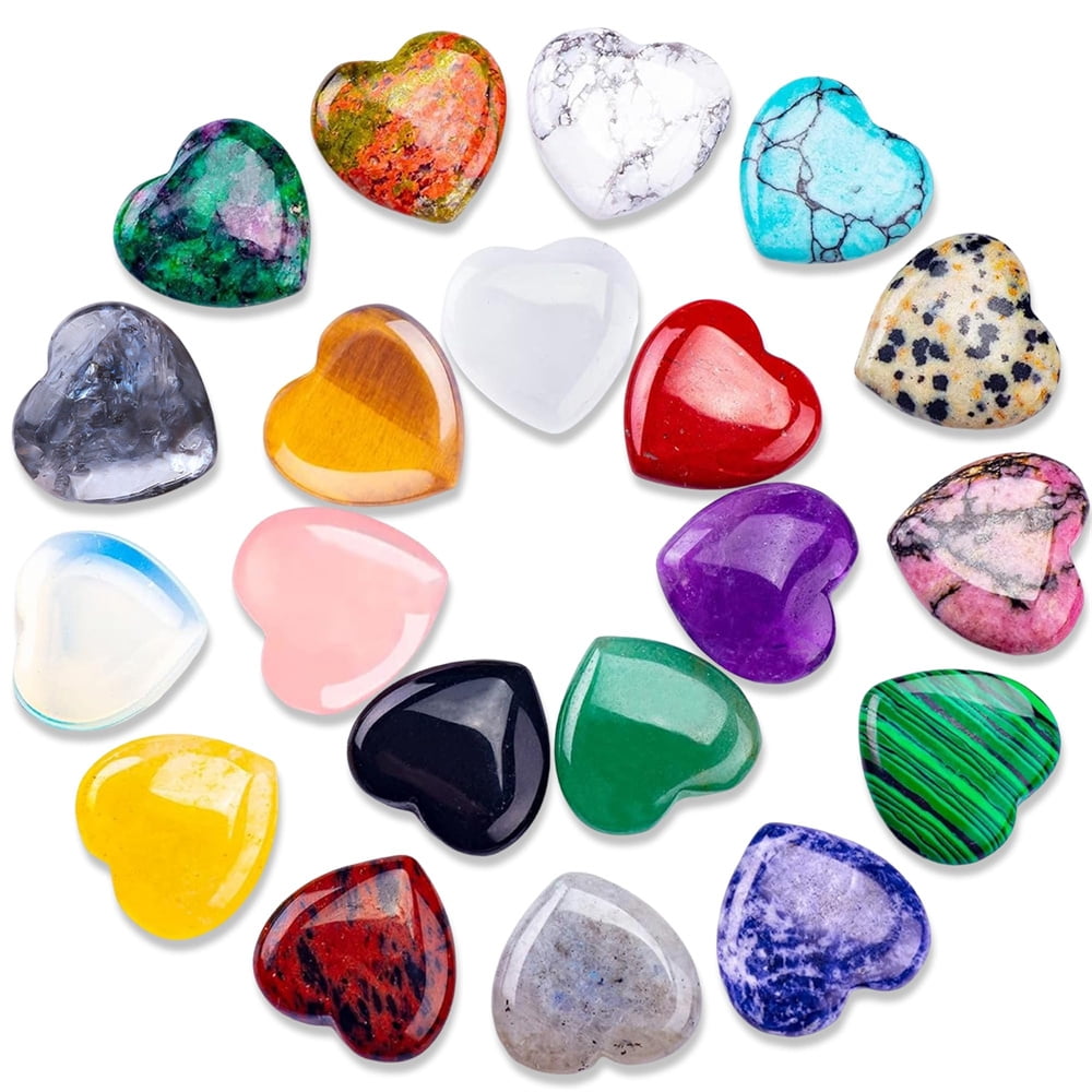24 Packs Healing Crystals Natural Heart Healing Crystals Rose Quartz ...