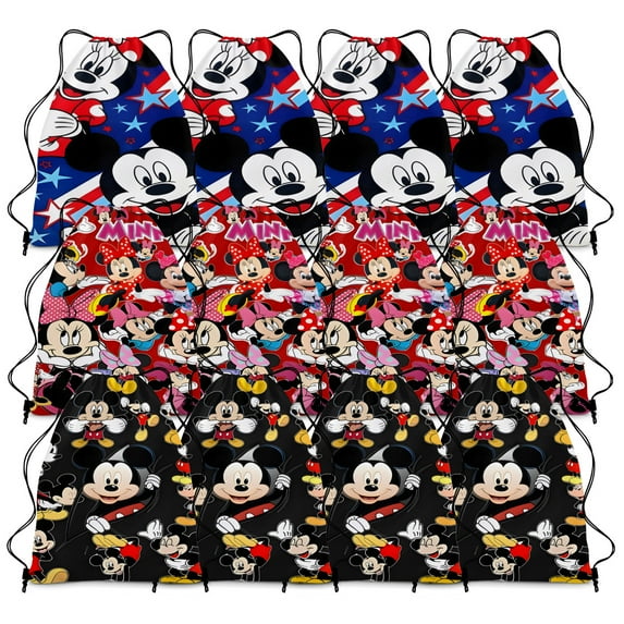24 Packs Kawaii Mouse Theme Drawstring Bag, Reusable Non-Woven Gift ...