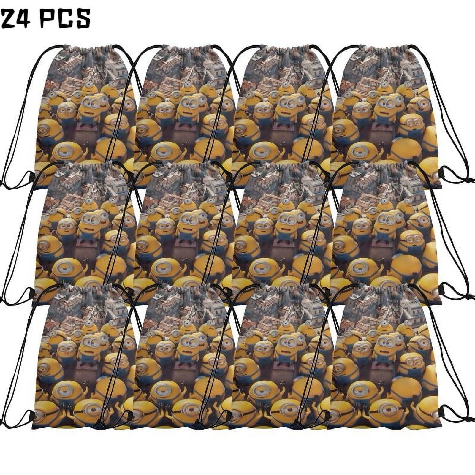 24 Packs Minions Cartoon Candy Drawstring Bag Drawstring Goodie Favor ...