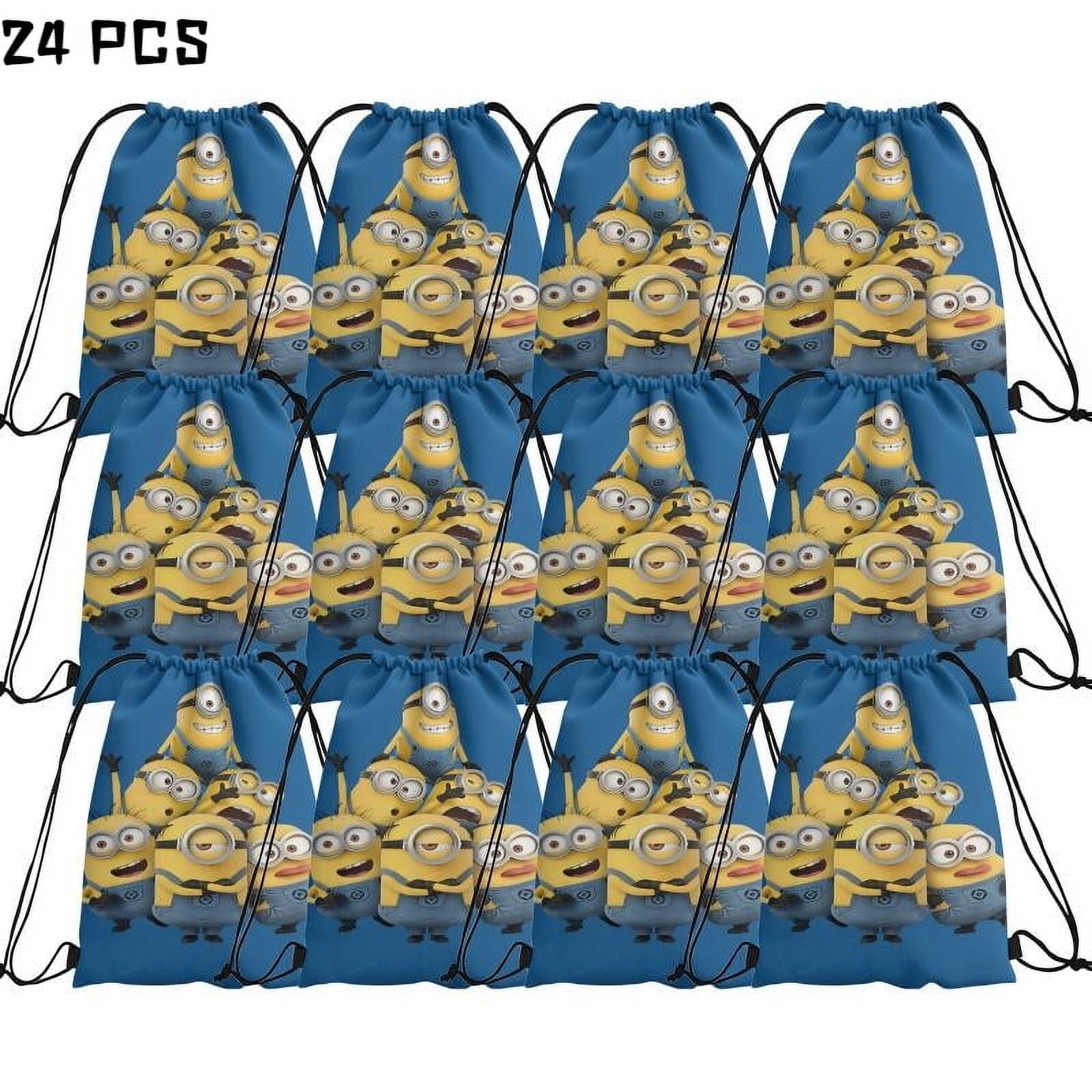24 Packs Minions Cartoon Candy Drawstring Bag Drawstring Goodie Favor ...