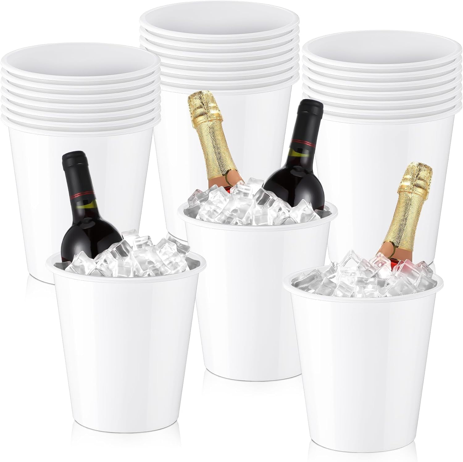 24 Packs Plastic Ice Buckets for Parties 3 Liters Wine Bucket Portable ...