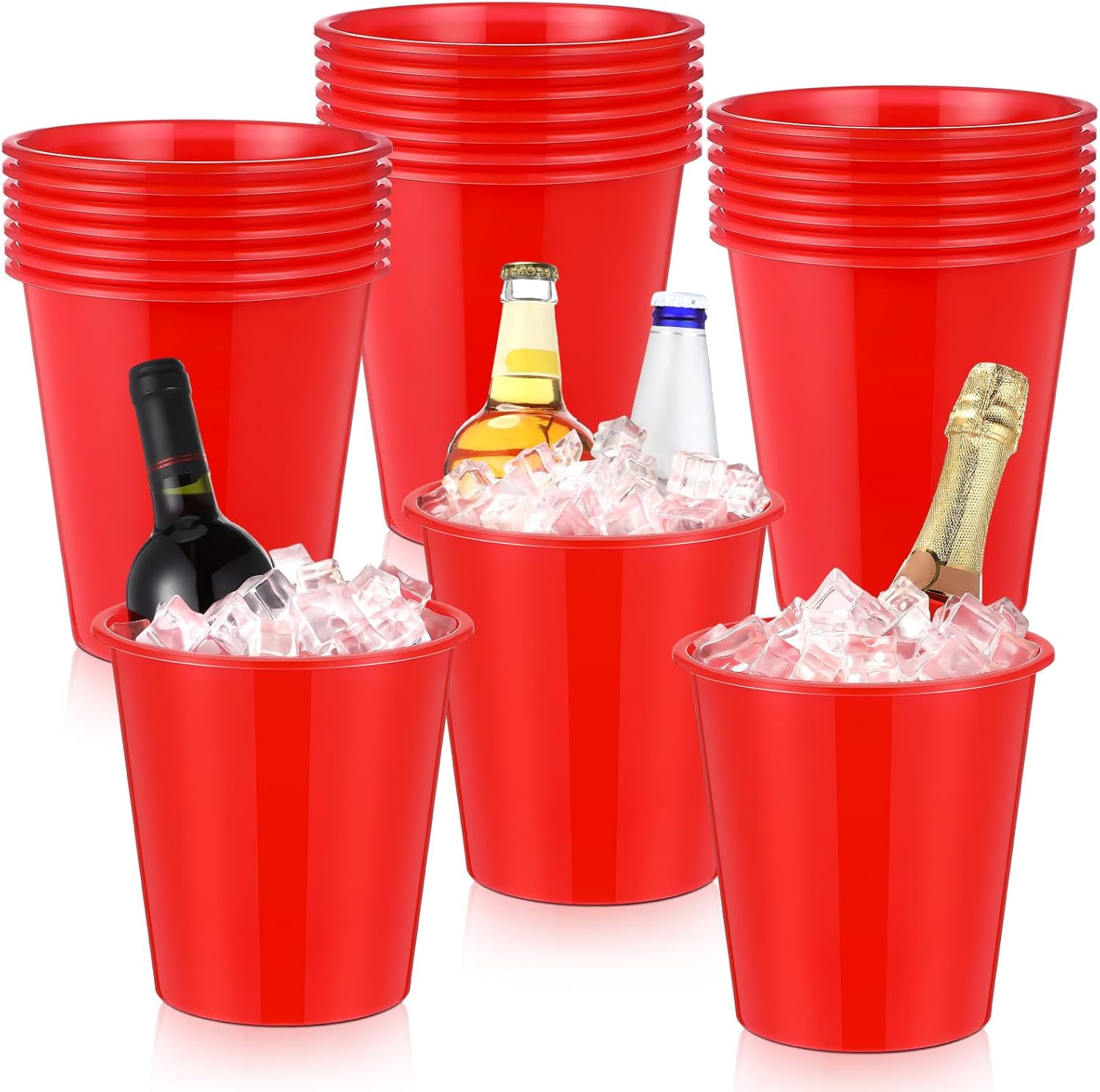 24 Packs Plastic Ice Buckets for Parties 3 Liters Wine Bucket Portable ...