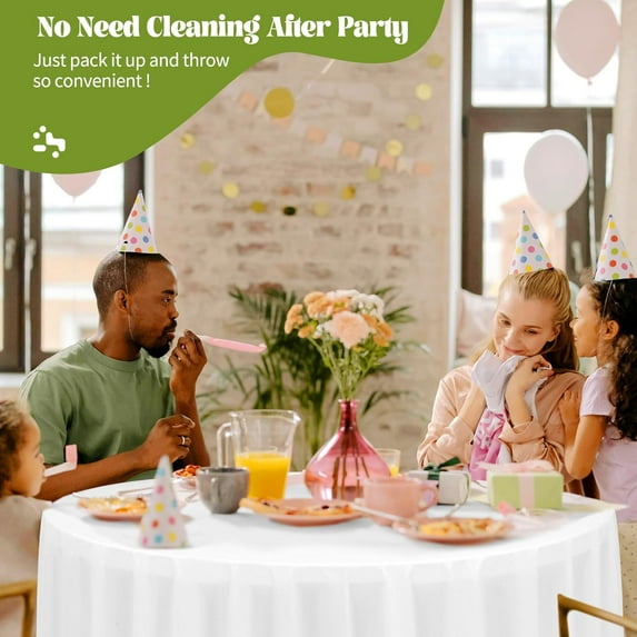 24 Packs Plastic Round Tablecloth White-120 inch Disposable Round ...