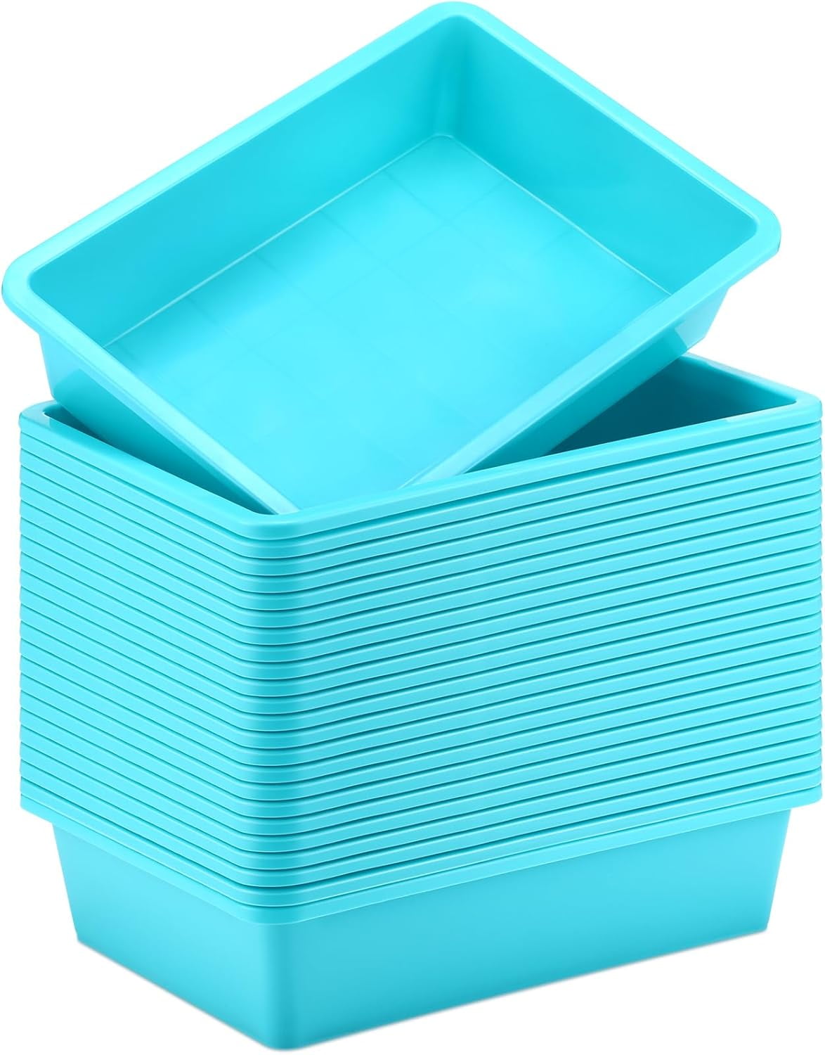 24 Packs Plastic Trays for Classroom, Stackable Thick Flat Paper Letter ...