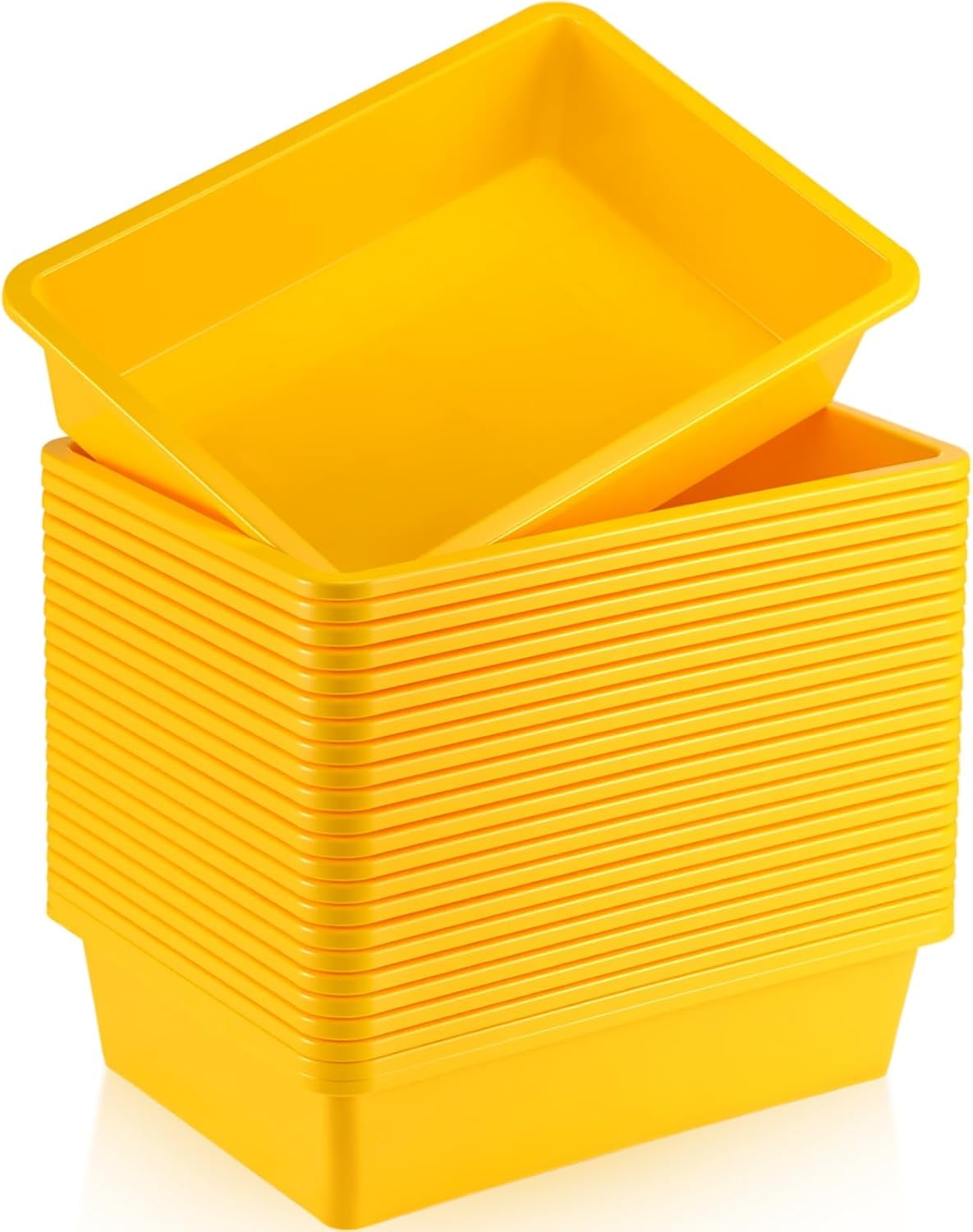 24 Packs Plastic Trays for Classroom, Stackable Thick Flat Paper Letter ...