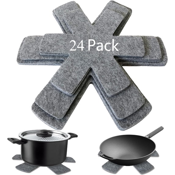 24 Packs Pot and Pan Protectors, 3 Different Size, Non Slip Pan ...
