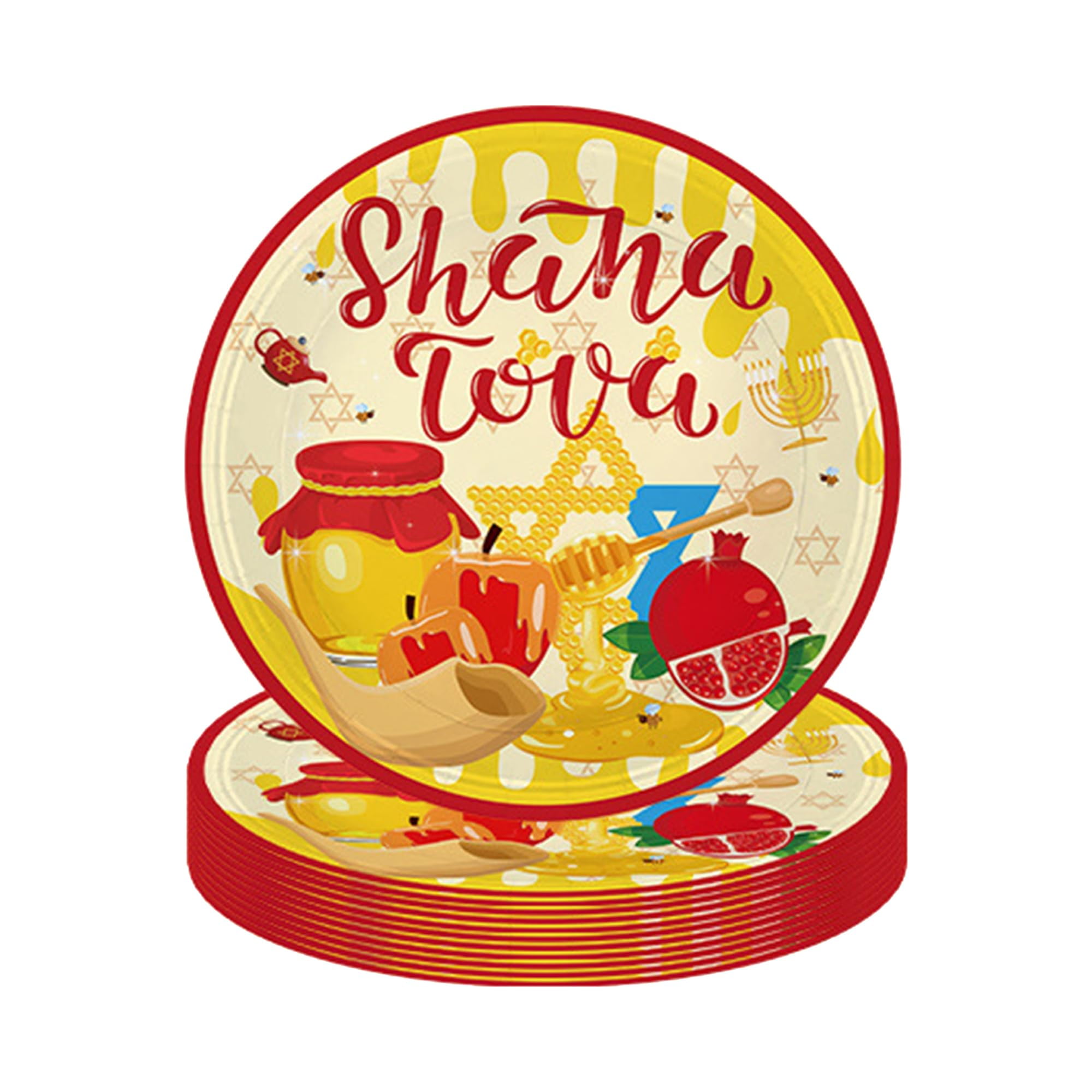 24 Packs Rosh Hashanah Plates Rosh AFN1Hashanah Apple Paper Plates ...