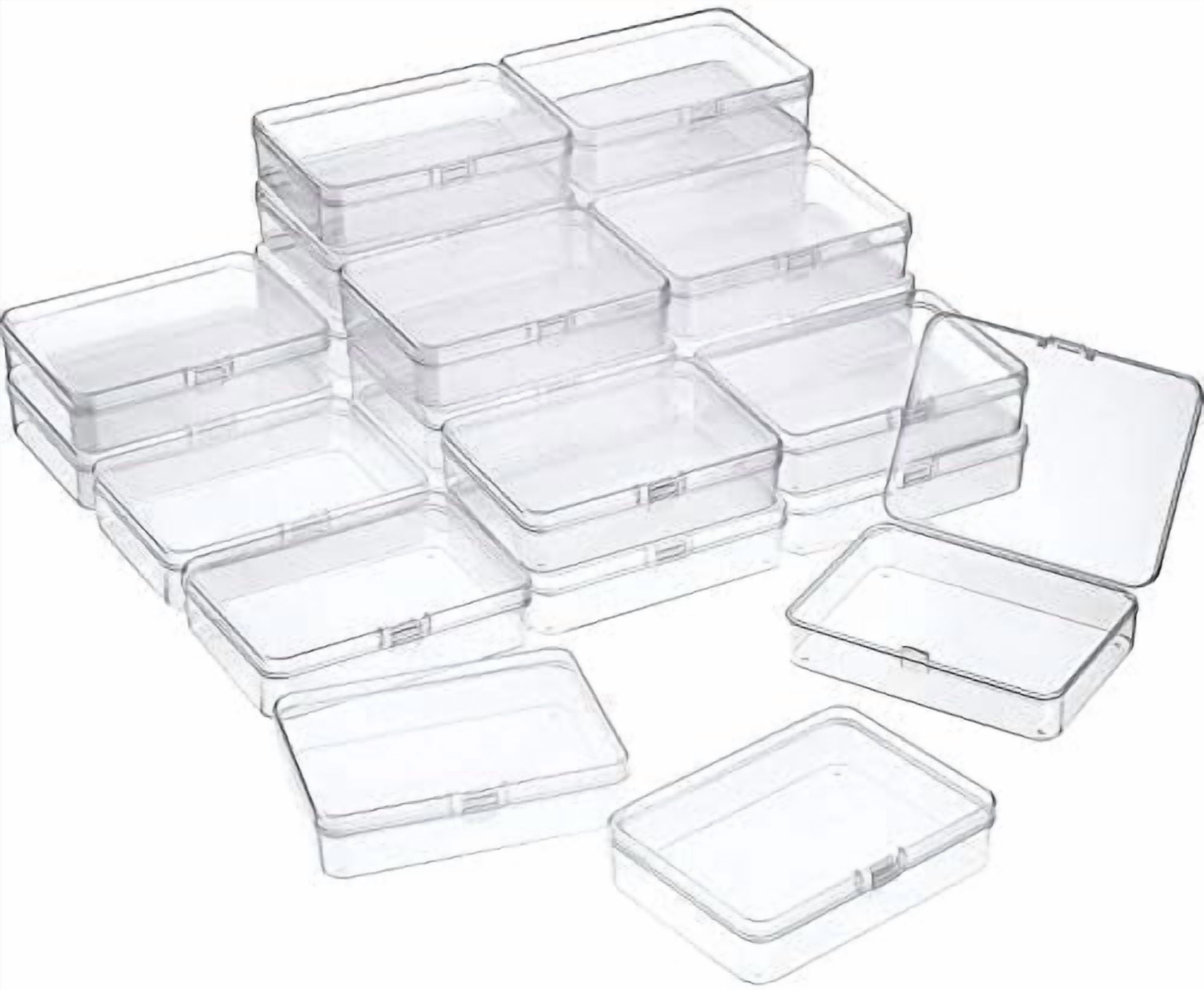 24 Packs Small Clear Plastic Beads Storage Containers Box with Hinged ...