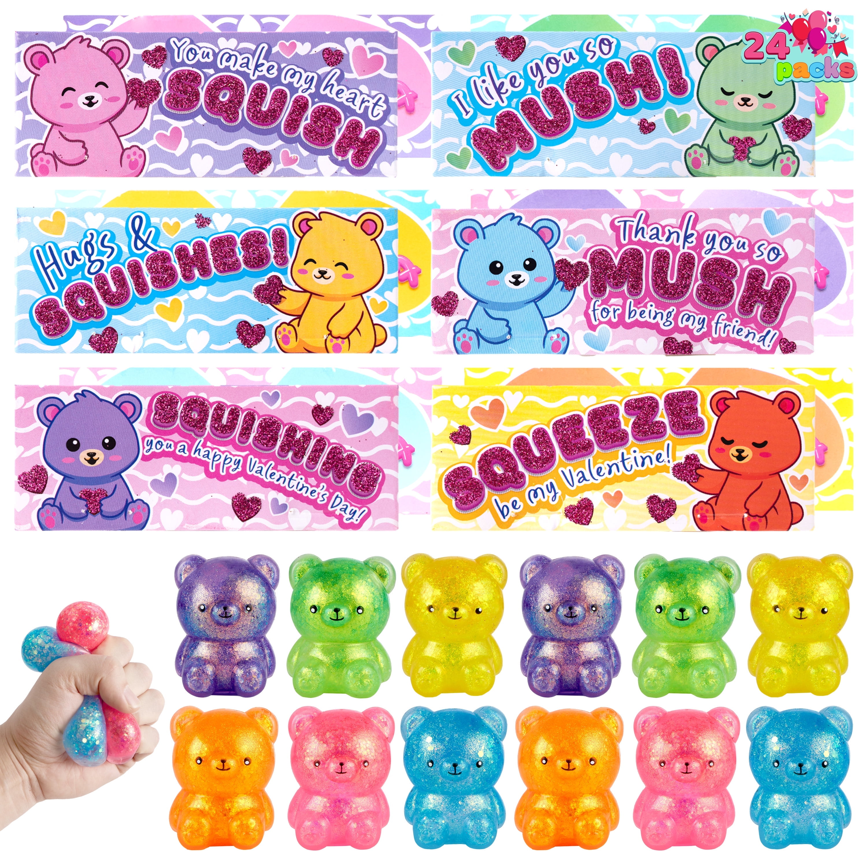 Joyfy 24 Packs Valentines Foam Squishy Toys for Kids, Fun Gifts Stress ...