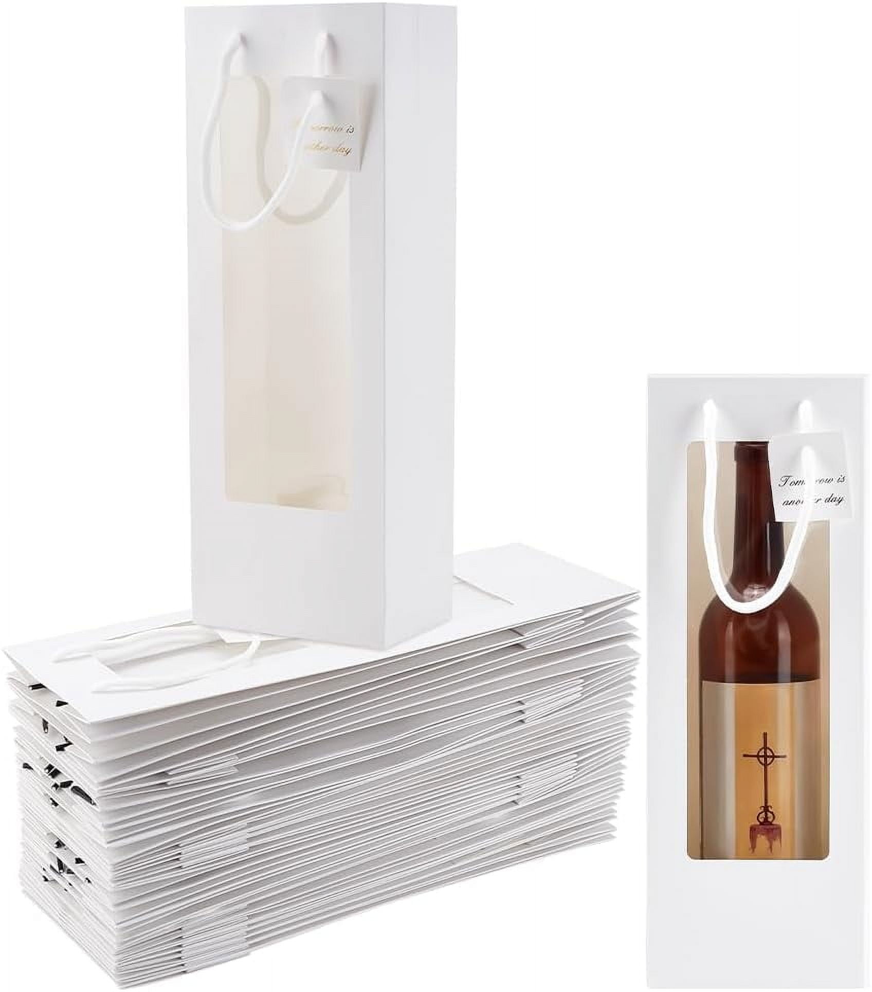 24 Packs White Clear Gift Bags with Window Kraft Paper Shopping Bags ...