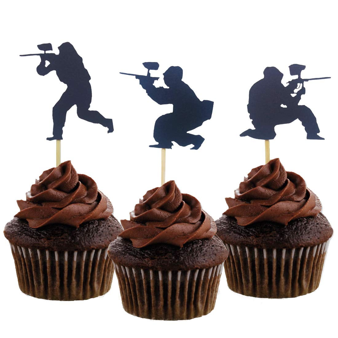24 PaintBall Cupcake Toppers - Sport Party Birthday Wedding Decorations ...