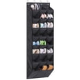 24-Pair Over the Door Hanging Shoe Organizer, Black, 8-Tier Deep Pocket ...