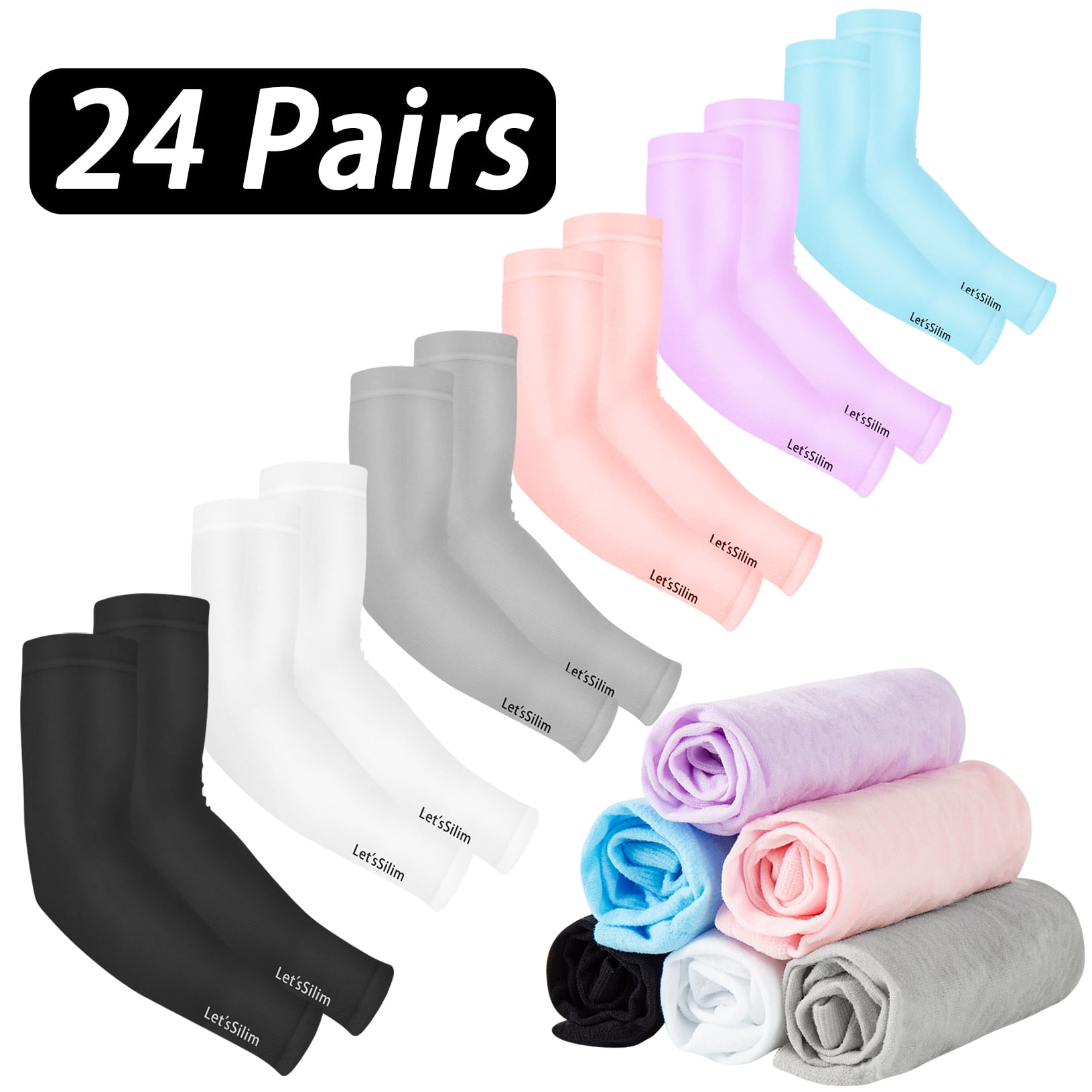 24 Pair UV Sun Protection Cooling Arm Sleeves, Skin Work Cover ...