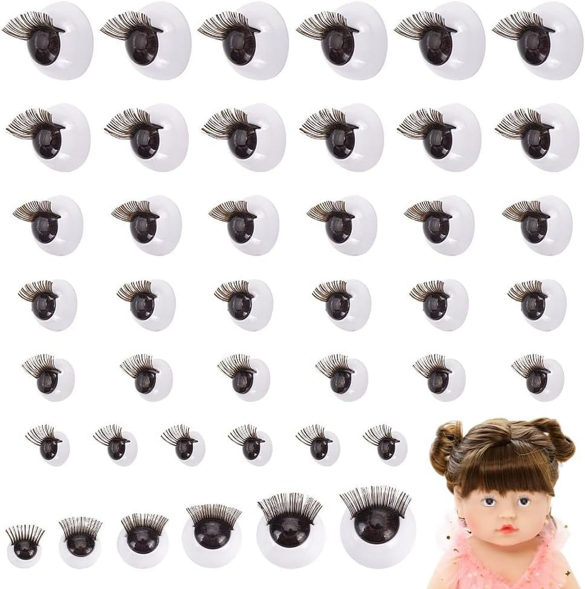 24 Pairs 6 Size 3D Safety Eyes with Eyelash Amigurumi Eyes Craft Eyes ...