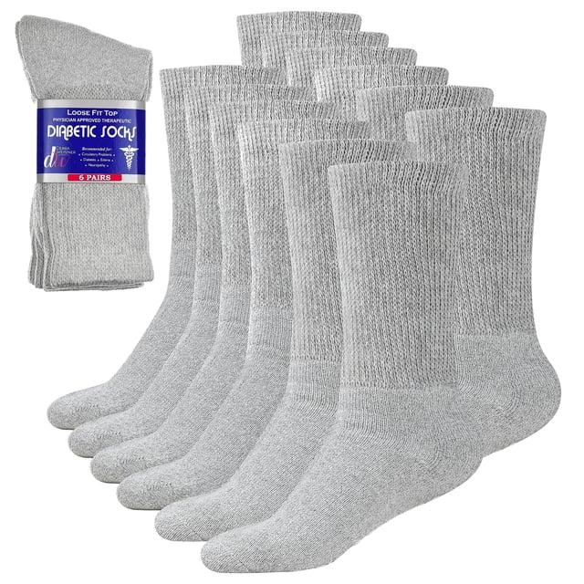 24 Pairs Cotton Diabetic Crew Socks for Healthy Blood Circulator ...