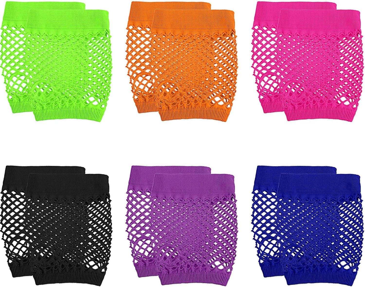 24 Pairs Fingerless Fishnet Neon Gloves for Women and Girls 80s Fishnet ...