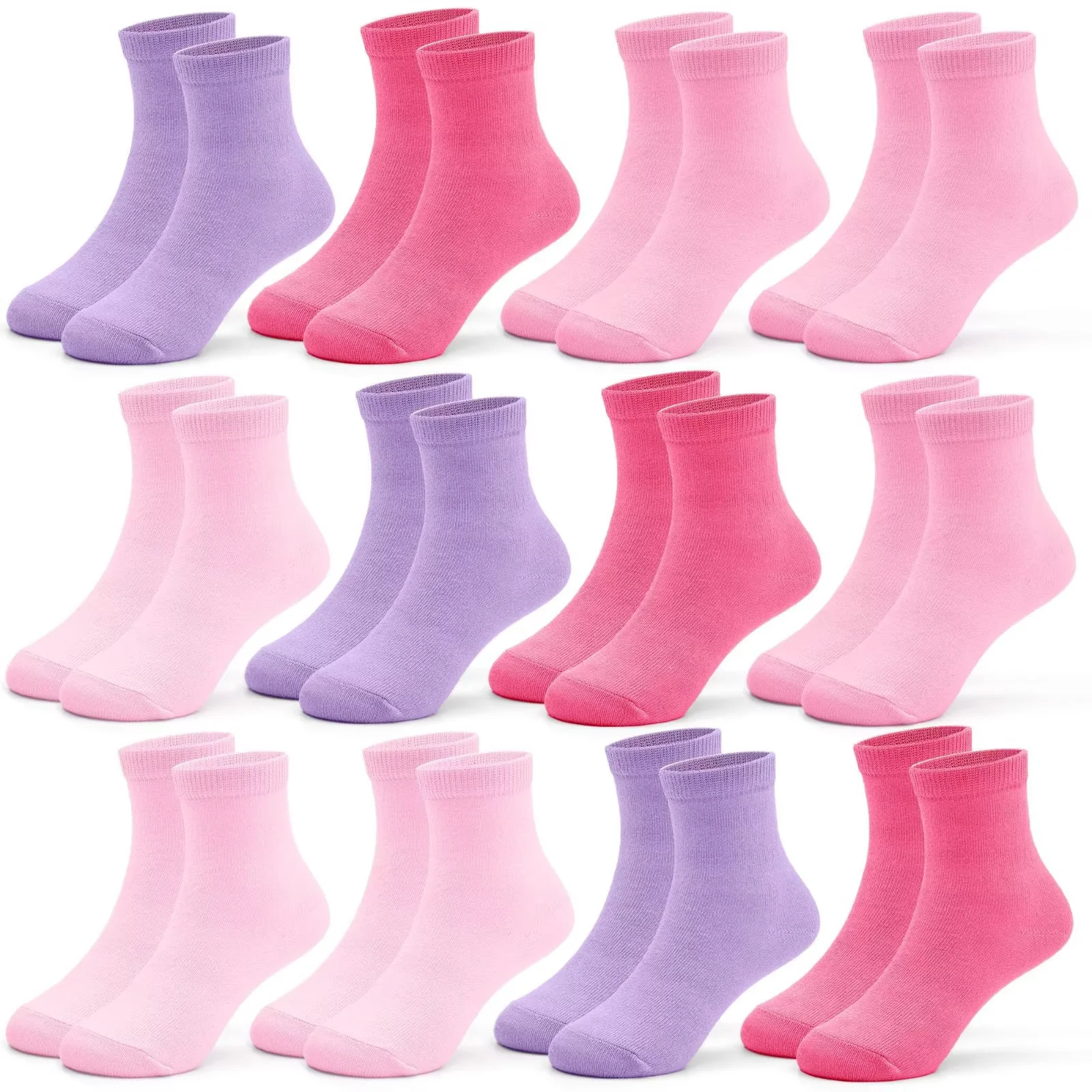 24 Pairs Girls Socks Toddler Girls Crew Socks Athletic Girl's Colorful ...