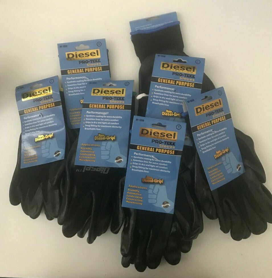 24 Pairs Medium Diesel Grip Pro-Tekk Work Gloves-General Purpose ...