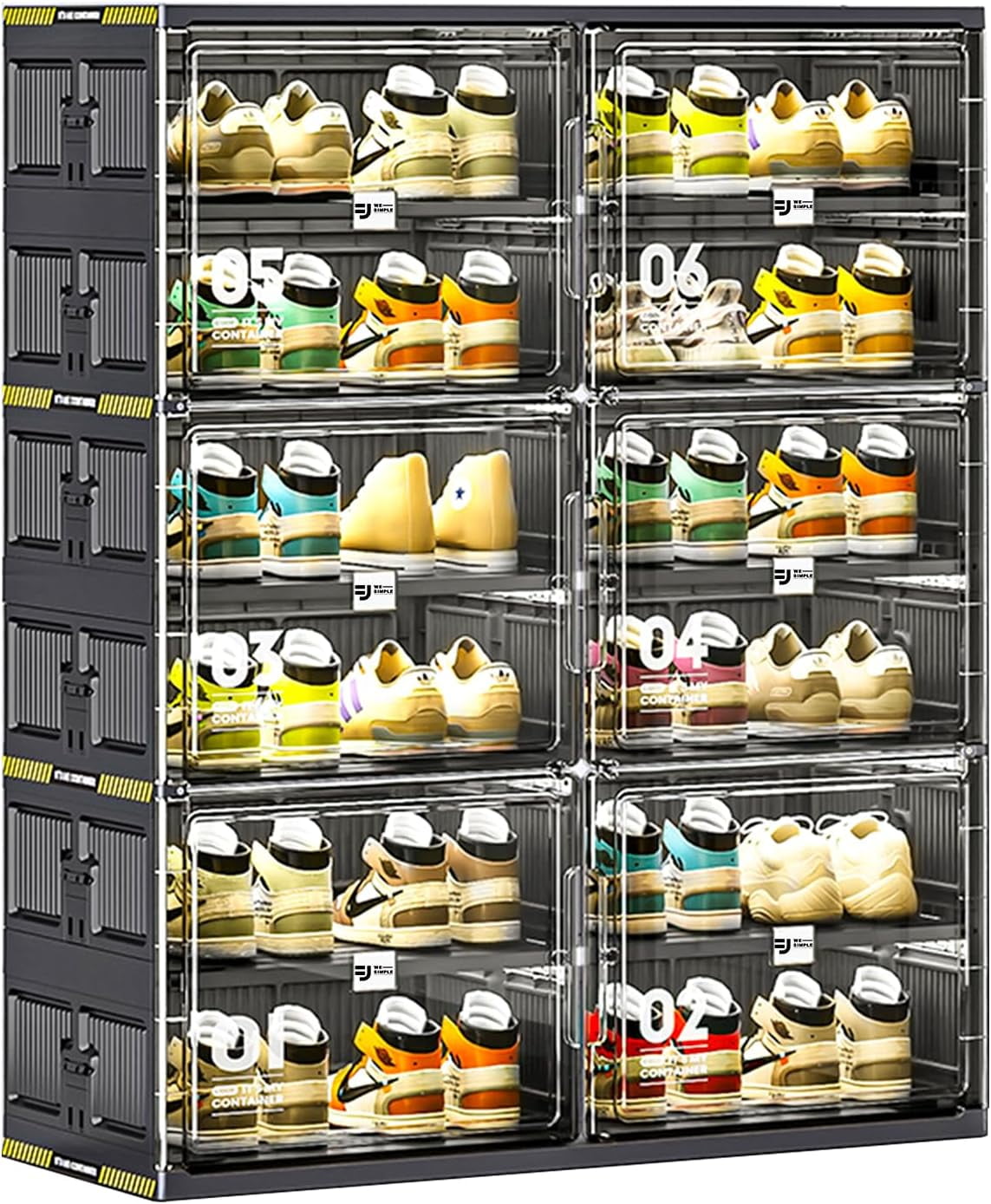 24 Pairs Portable Shoe Storage Cabinent of 3-Step Fast Installation ...