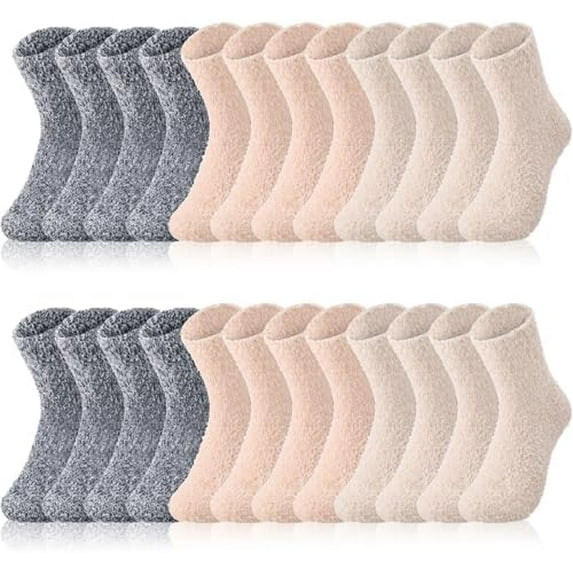 24 Pairs Women Fuzzy Sock Bulk Winter Warm Fluffy Cozy Slipper Sock ...
