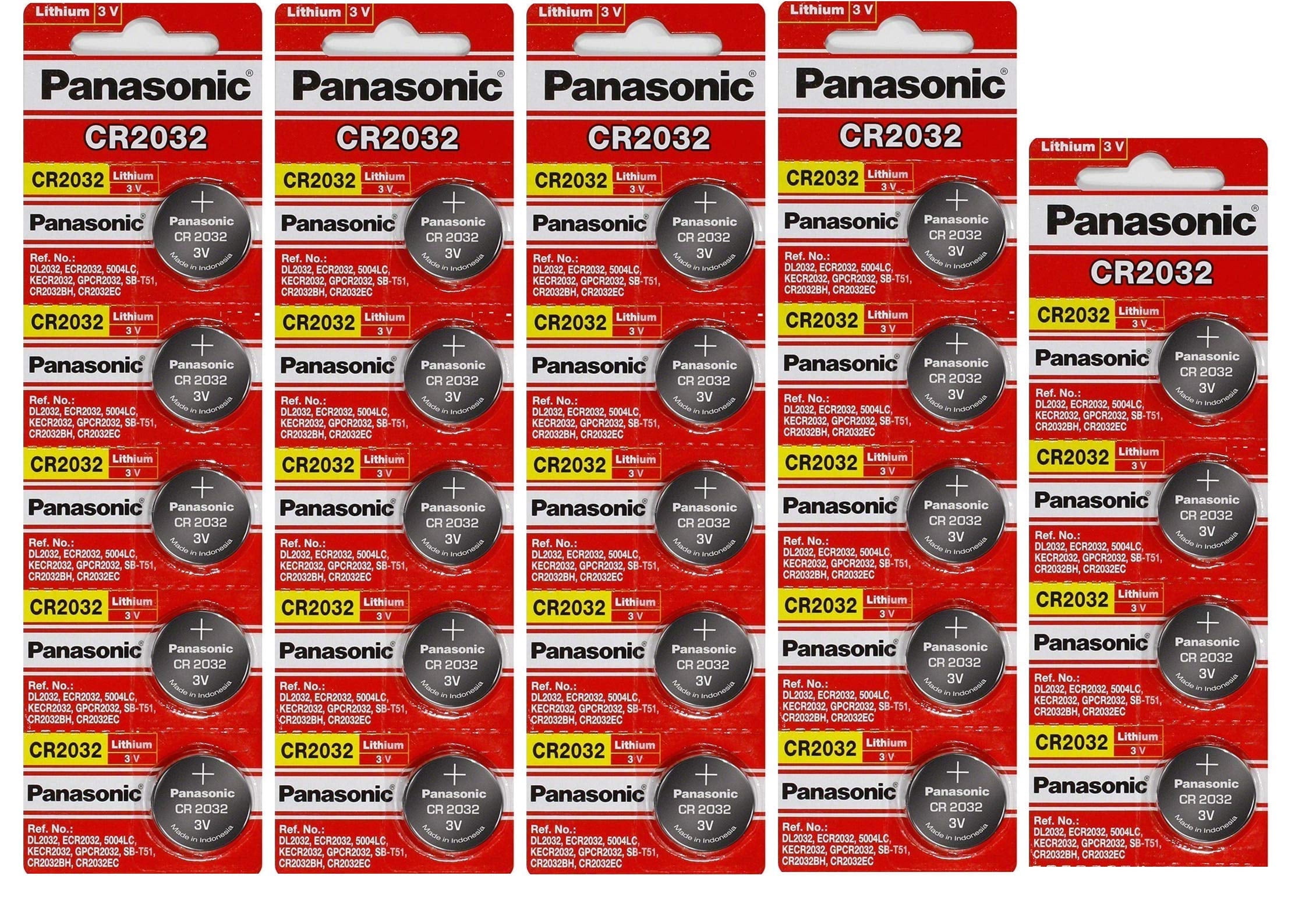 24 Panasonic CR2032 Batteries Lithium cr-2032 3V Coin Cell 4 Packs of 6 ...
