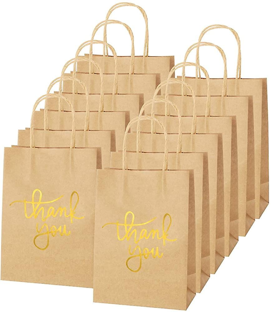 24 Paper Bags With Handles - Kraft Paper Bag With Thank You Font. For ...