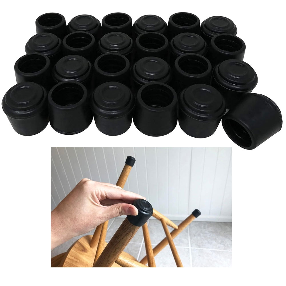 24 Pc 1" Black Rubber Chair Tips Leg Feet Caps Pads Furniture Gripper ...