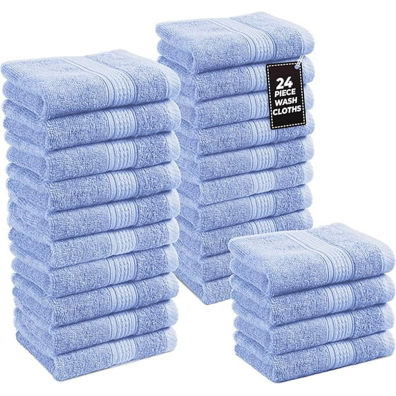 24 Pc 100% Cotton Bath Towels For Bathroom Set, Quick Dry, Machine Wash ...