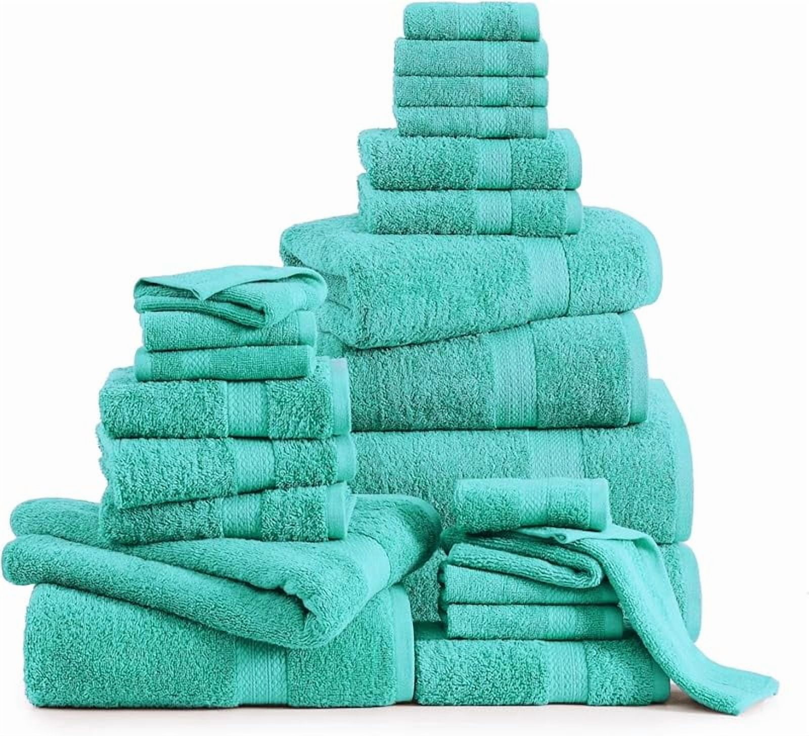 24 Pc 100% Cotton Bath Towels For Bathroom Set, Quick Dry, Machine Wash ...