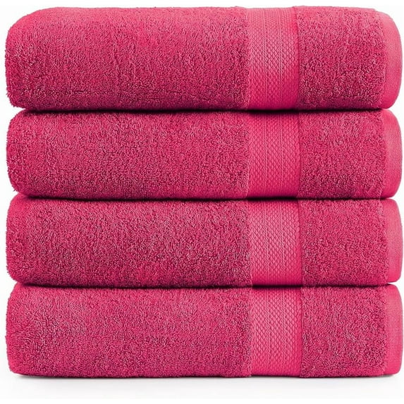 24 Pc 100% Cotton Bath Towels For Bathroom Set, Quick Dry, Machine Wash ...