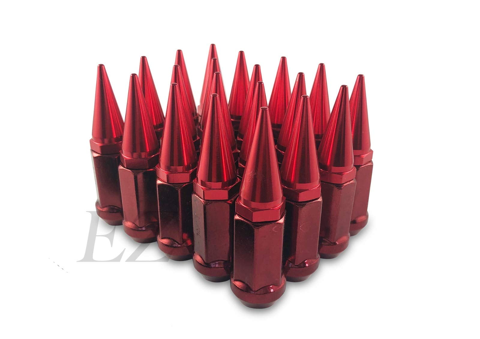 24 Pc Short Spike Lug Nuts 1/2" Red - Walmart.com