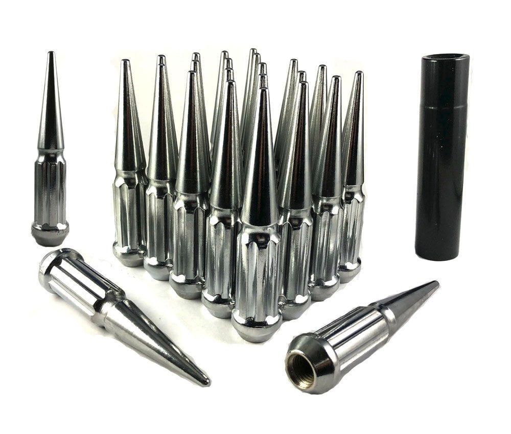 24 Pc Solid Spline Spike Lug Nuts Kit 14x1.5 Chrome - Walmart.com